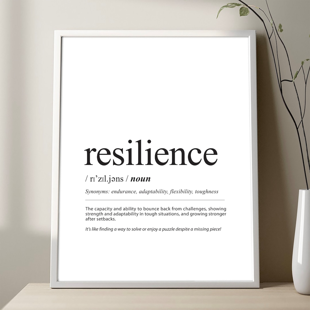 Resilience Definition Poster, Resilience Definition Print, Minimalist ...