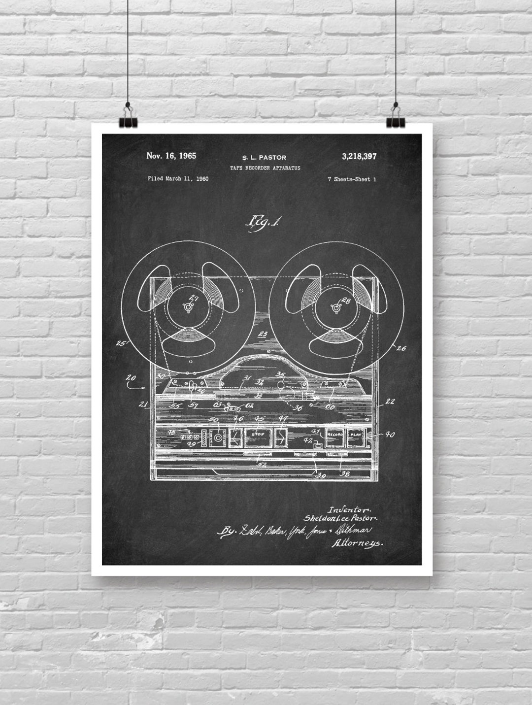 TAPE RECORDER Patent Print, Reel to Reel Patent Poster, Retro Music ...
