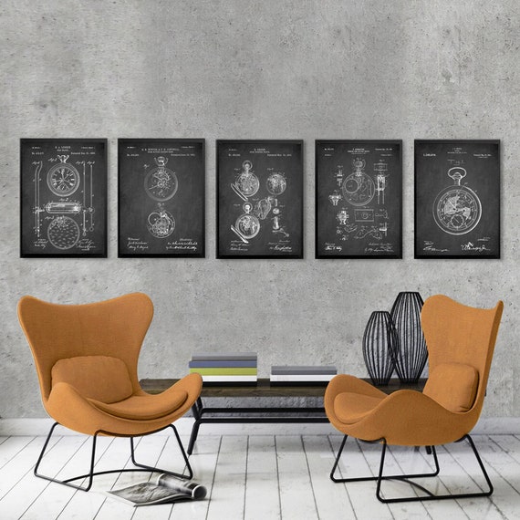 POCKET WATCH Vintage Patents 5 Poster Set Pocket Watch Patent - Etsy
