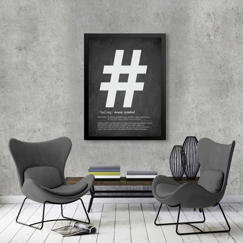 Hashtag Definition Print, Symbol # Definition Poster, Typography ...