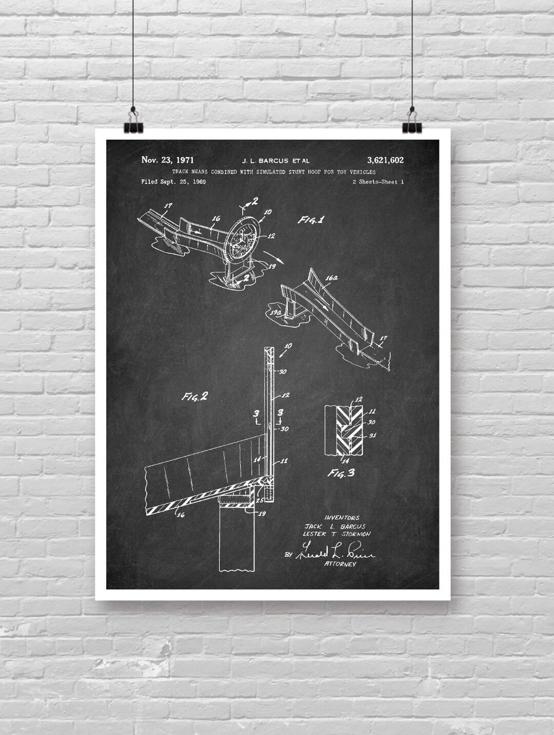 Track Stunt Hoop for Toy Vehicle Patent Poster, Track Toy Racing Car ...