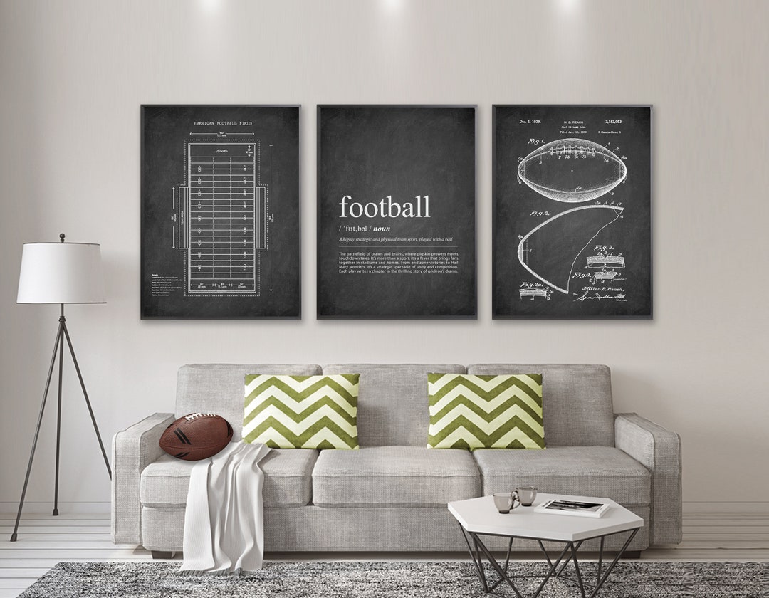 FOOTBALL 3 Print Set, Football Field Poster, Football Definition Print ...