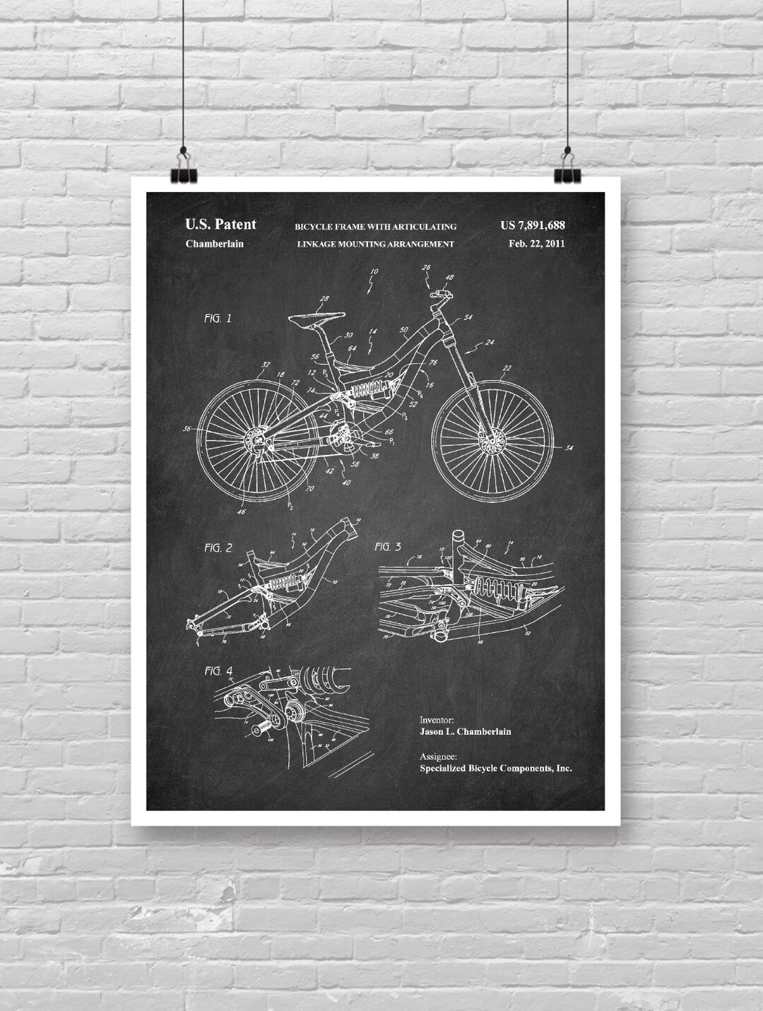 Mountain Bike Patent Poster, Off-road Bicycle Patent Print, Trail ...