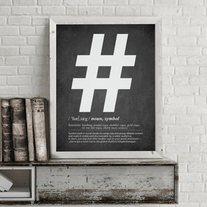 Hashtag Definition Print, Symbol # Definition Poster, Typography ...