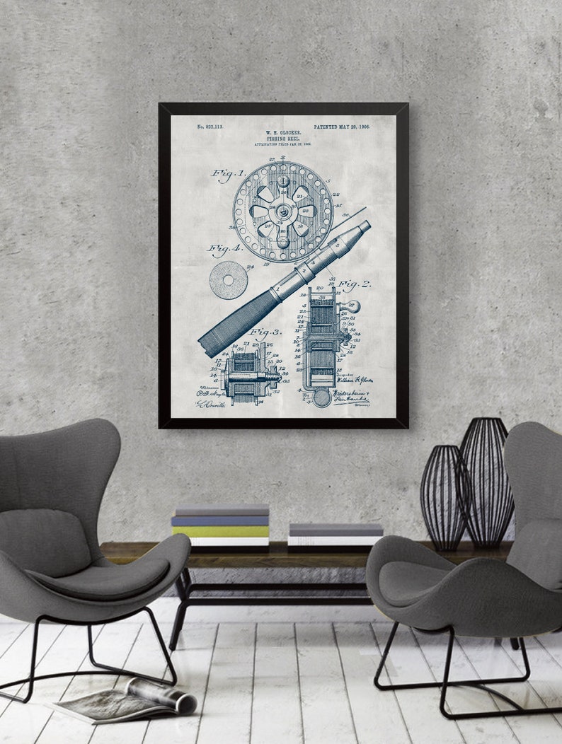 FISHING Patent 8 Print Set, Fish Poster, Fishing Rod Patent, Fishing ...