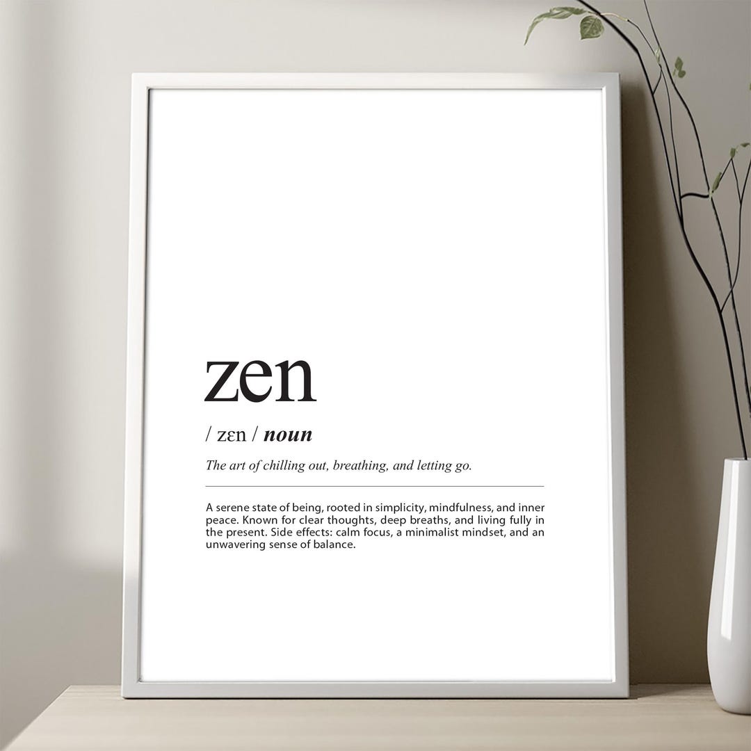 ZEN Definition Poster, Zen Definition Print, Black and White Zen Print ...