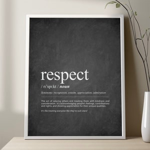 Respect Definition Print, Respect Definition Poster, Black and White ...