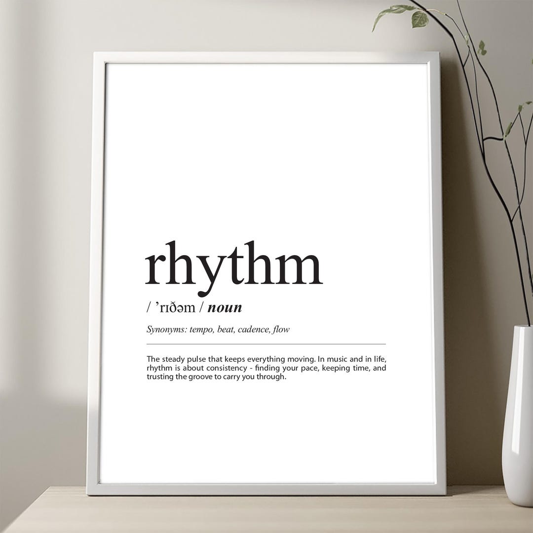 Rhythm Definition Print – Music Wall Art, Typographic Poster, Black on ...