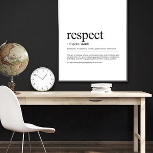 Respect Definition Print, Respect Definition Poster, Black and White ...