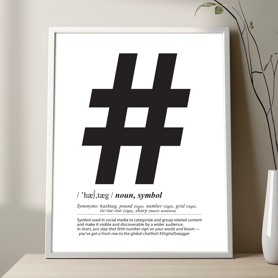 Hashtag Definition Print, Symbol # Definition Poster, Typography ...