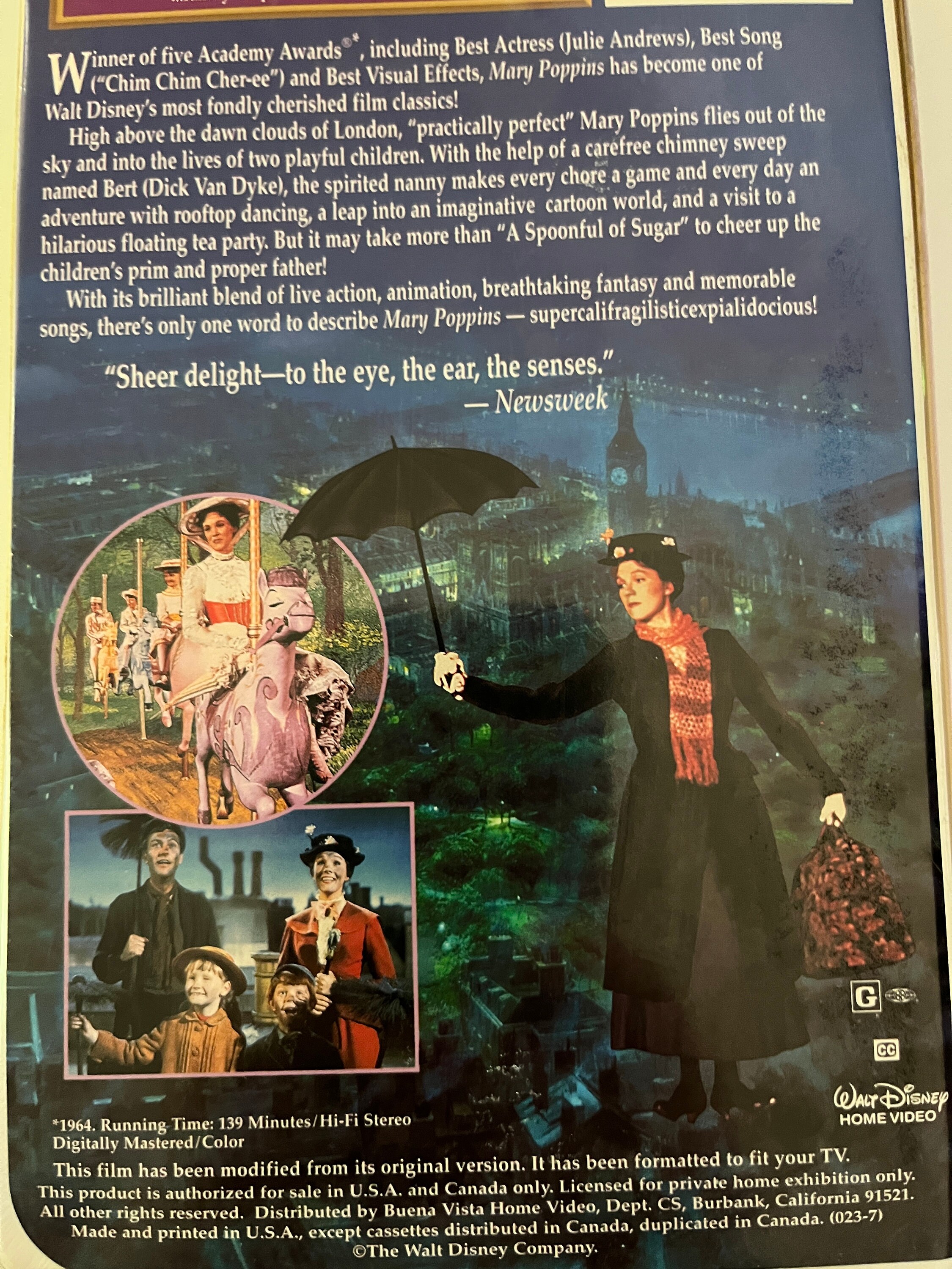 Vintage VHS Walt Disney's 'mary Poppins' Clamshell VHS Tape masterpiece ...