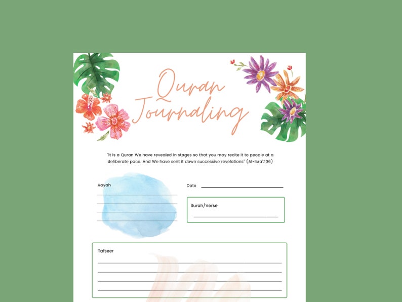 Quran Bullet Journal-islamic Printable Quran Journaling-quran - Etsy