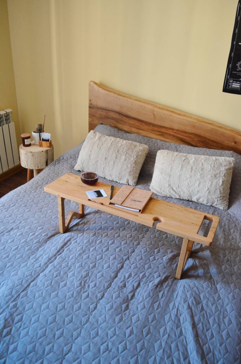 Oak Bath Caddy Bath Tray With Wine Glass Towel and Phone - Etsy