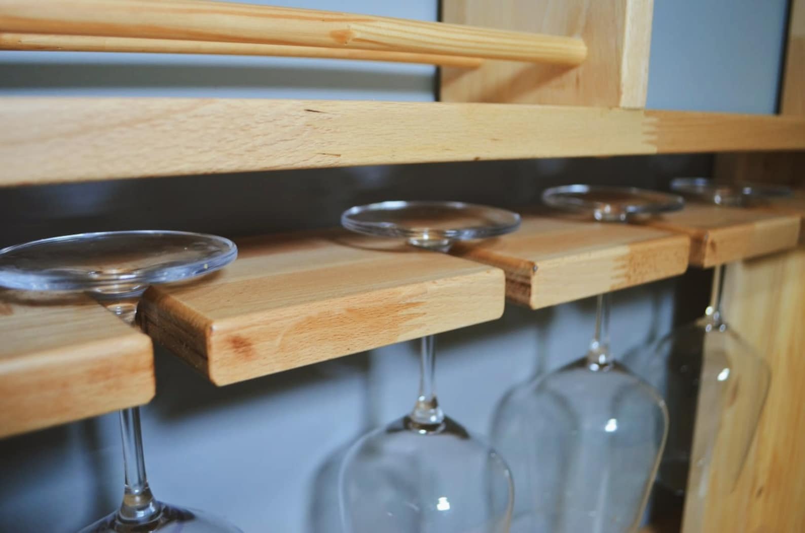 Wooden Rustic Wine Rack Hanging Wine Shelf With Glass Holder Etsy