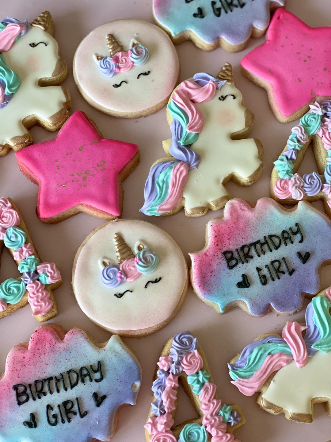 Unicorn Birthday Cookies, Pink Iced Cookies ,1dozen - Etsy