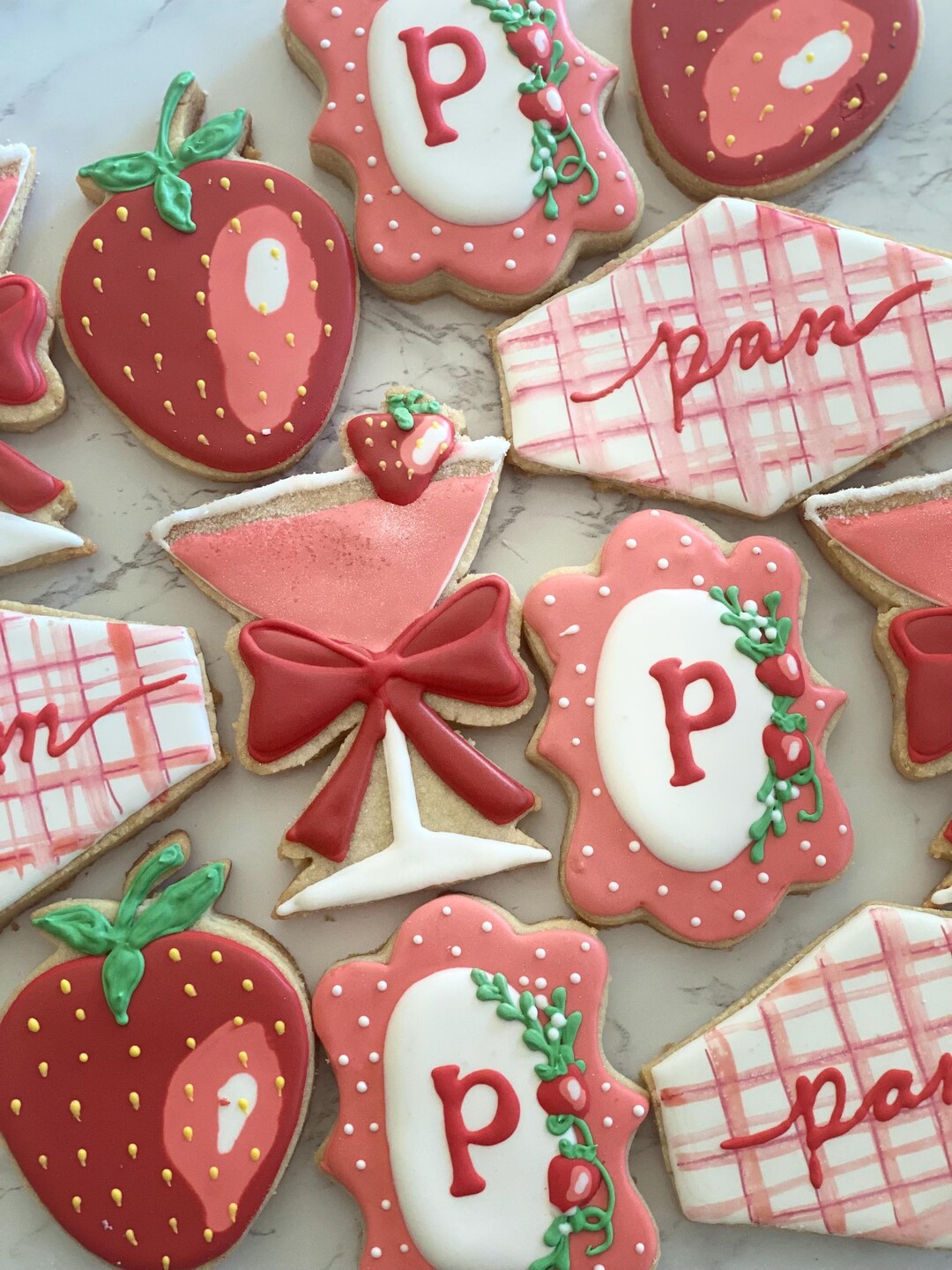 1 Dozen Martini Cookies. Strawberry/berry Theme Cookies - Etsy