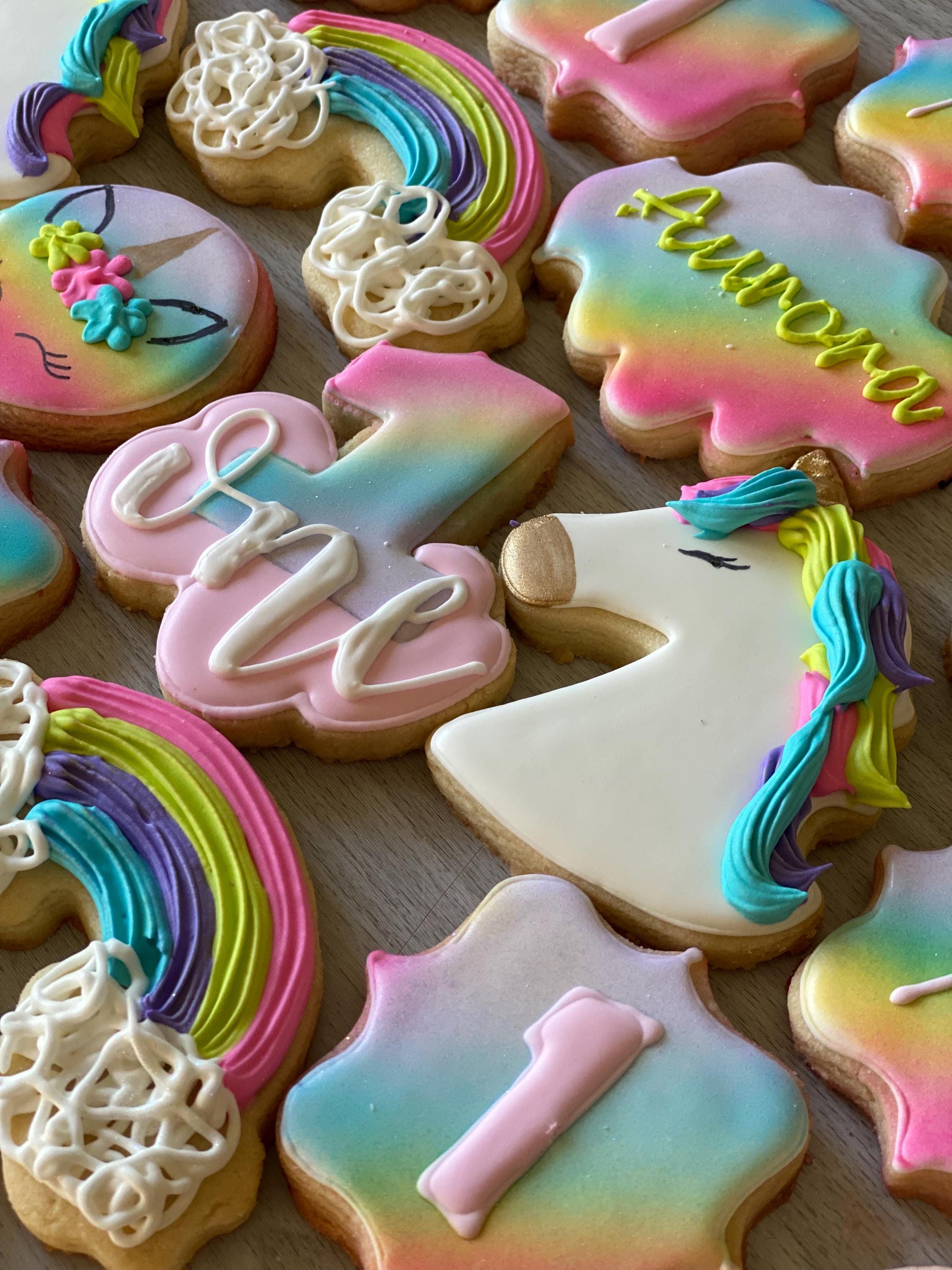 Unicorn Birthday Cookies , Rainbow Unicorn Cookies - Etsy