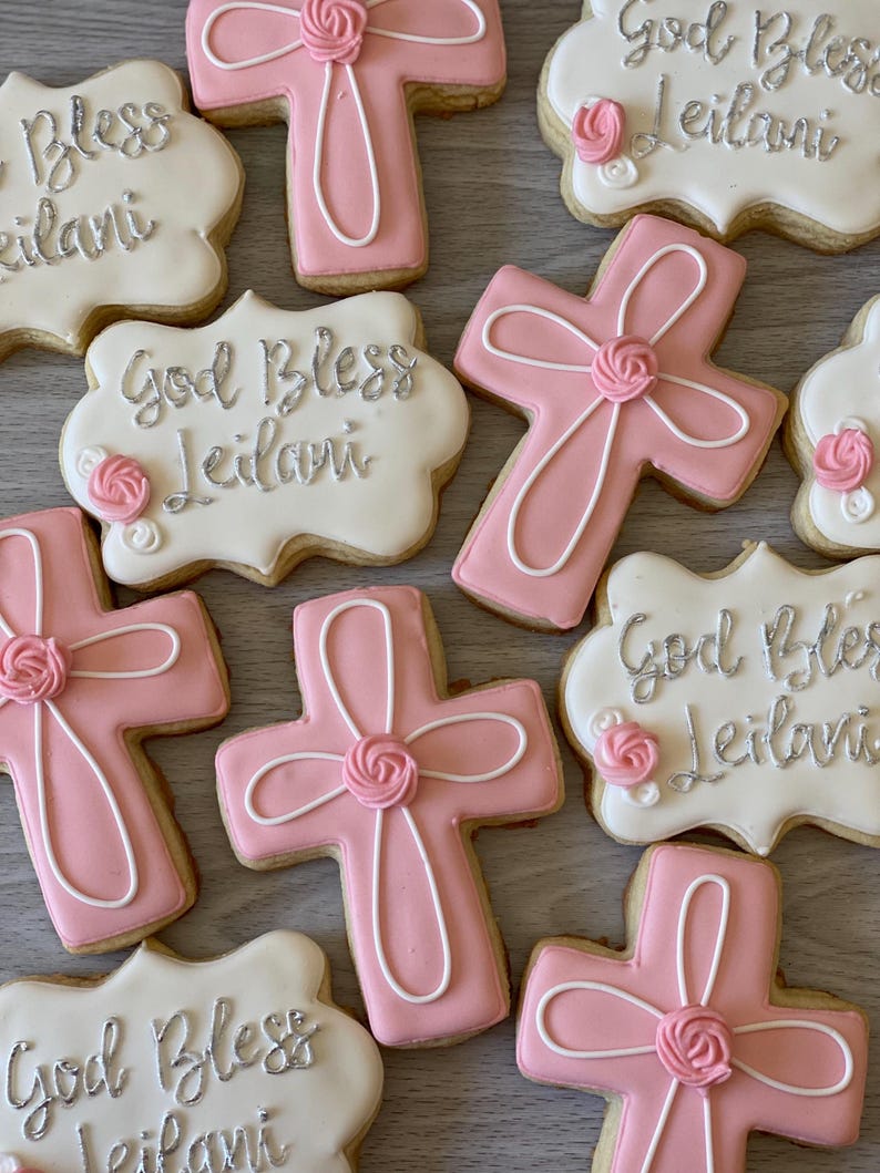 Baptism/ First Communion Decorated Cookies. Personalizable Cookies - Etsy