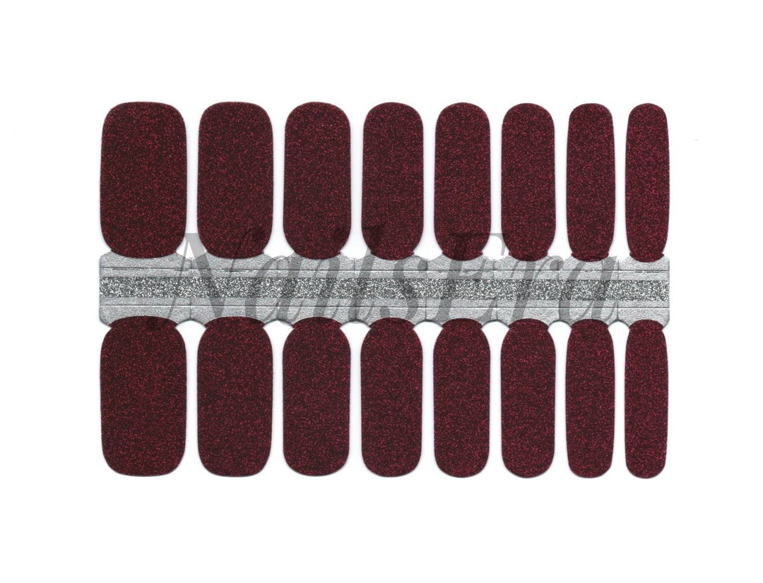 Wine Red Glitter Nail Wraps / Nail Strips / Nail Stickers - Etsy