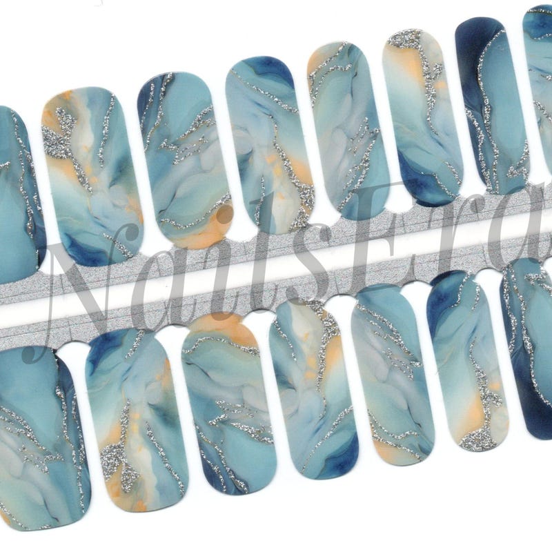 Blue Marble Nails - Etsy