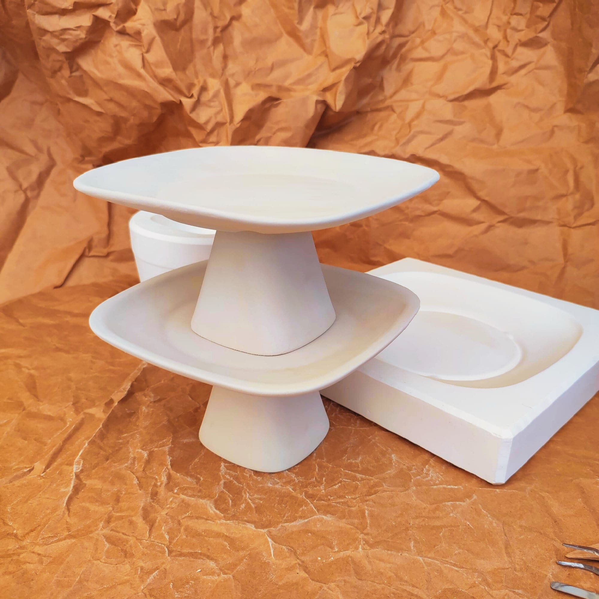 2-piece Footed Serving Plate; Plaster Molds for Slip-casting Ceramic ...