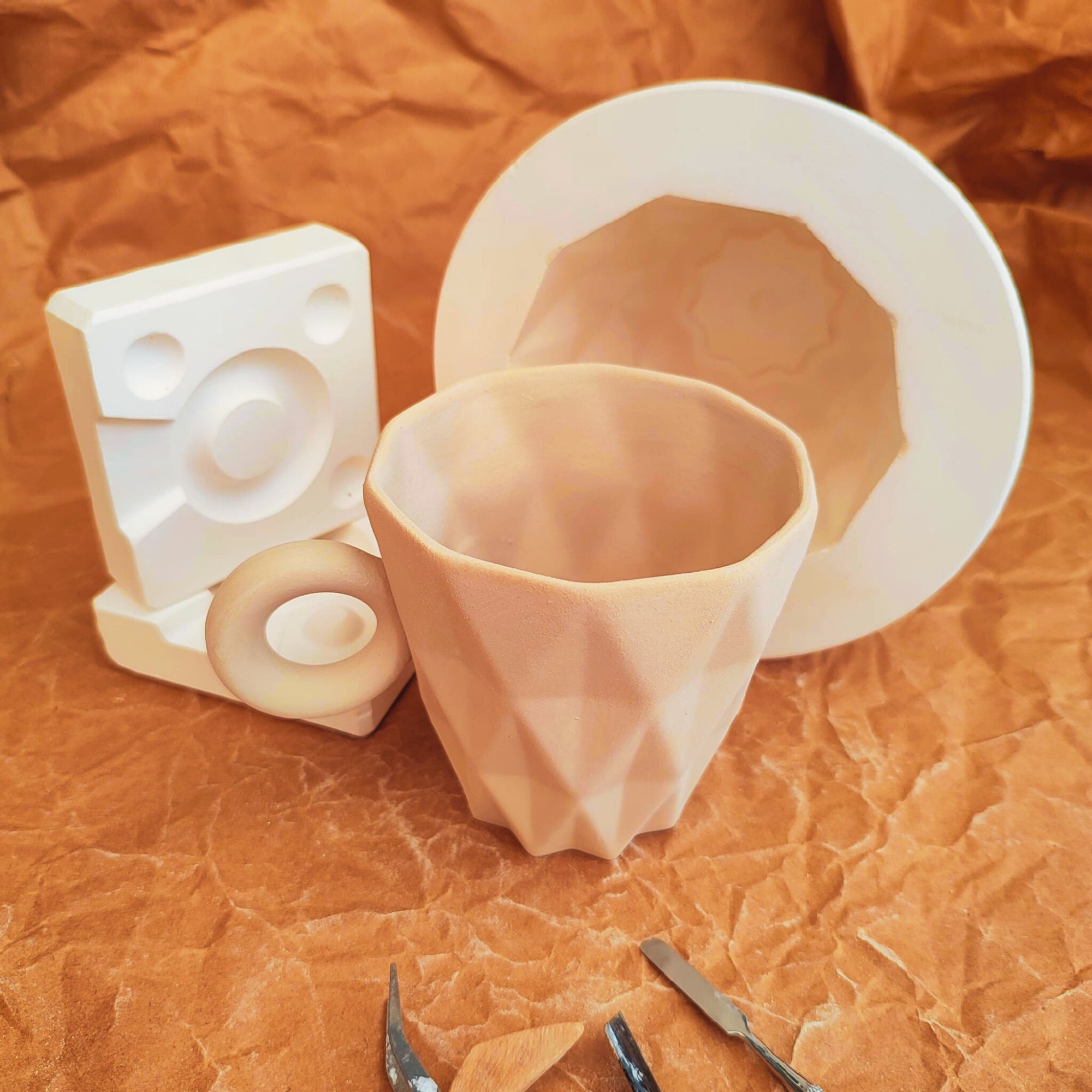 Mug Cup and Handle Plaster Mold Set for Slip Casting, Create Your ...