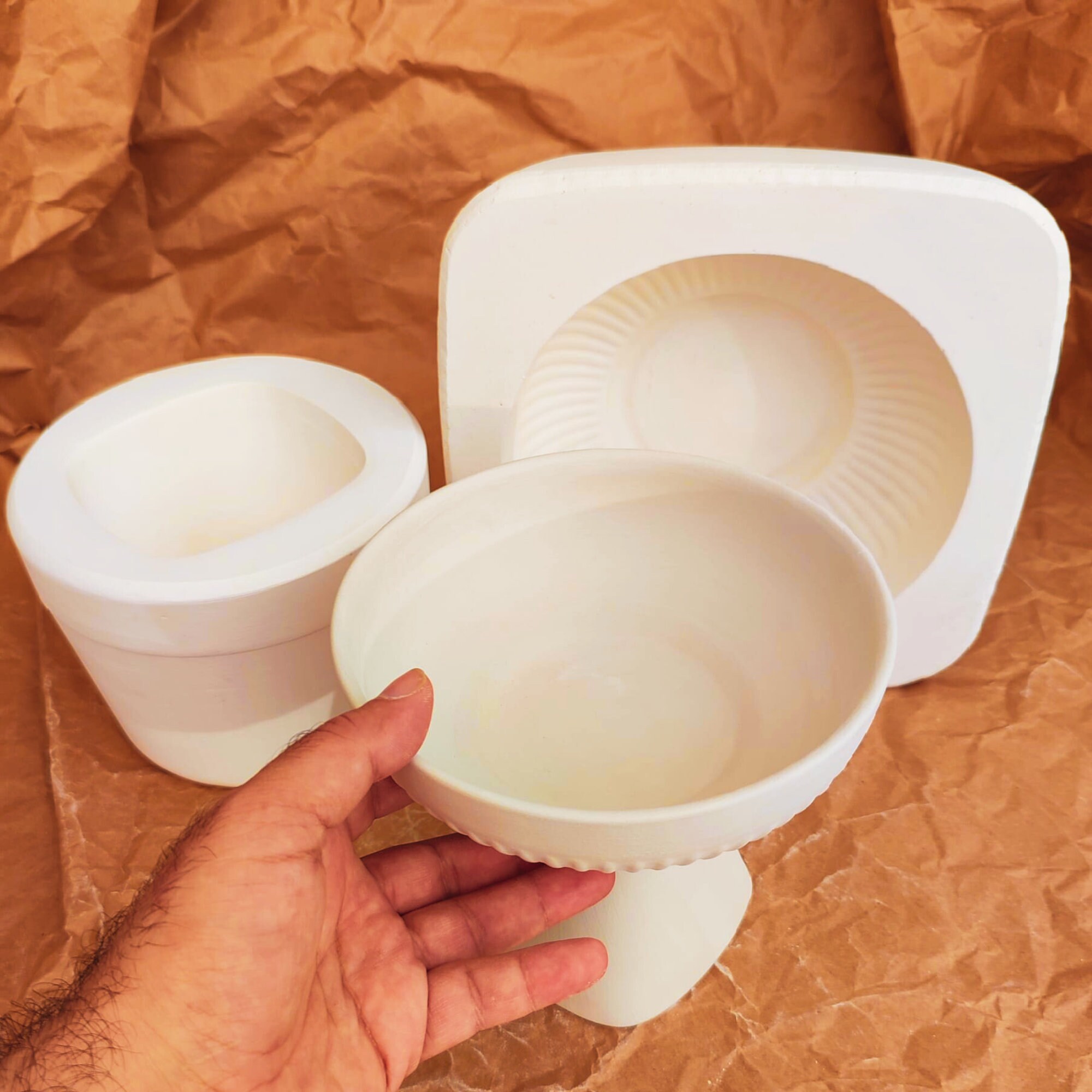 2-piece Footed Serving Bowl; Plaster Molds for Casting Ceramic Plates ...