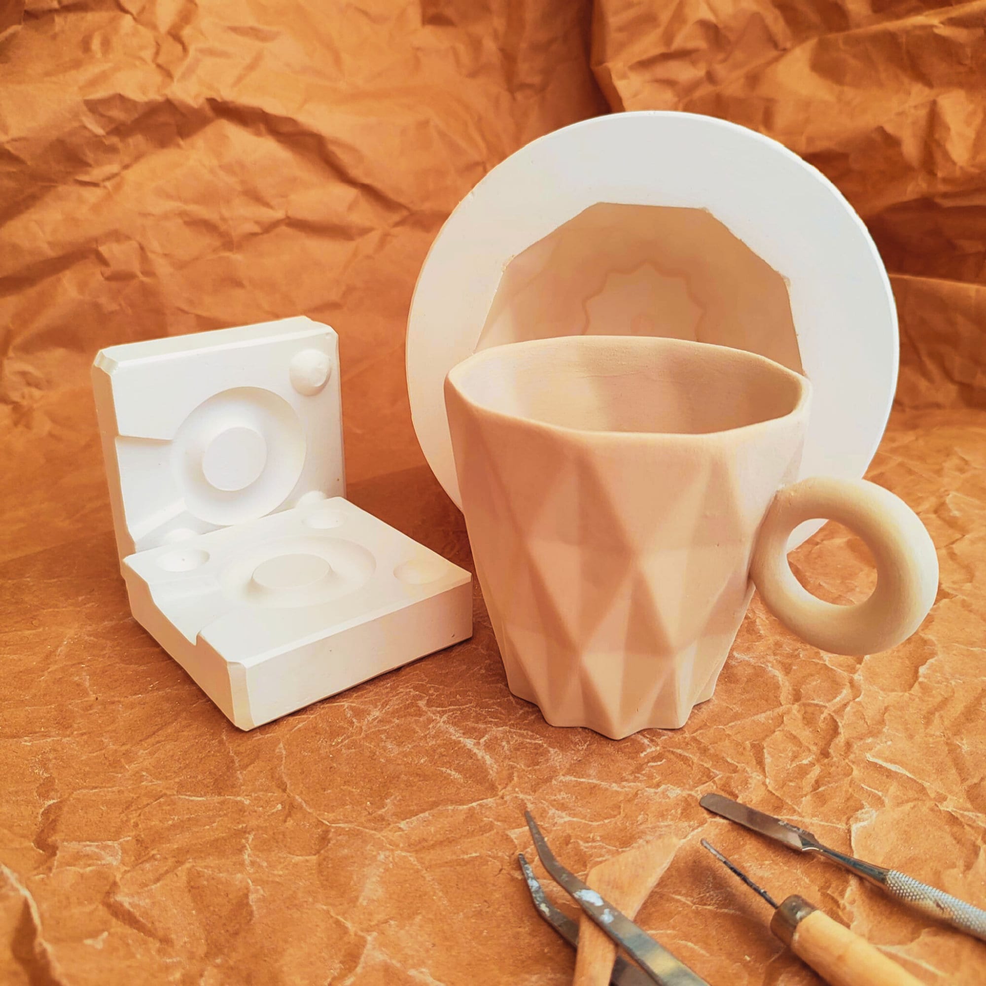 Mug Cup and Handle Plaster Mold Set for Slip Casting, Create Your ...