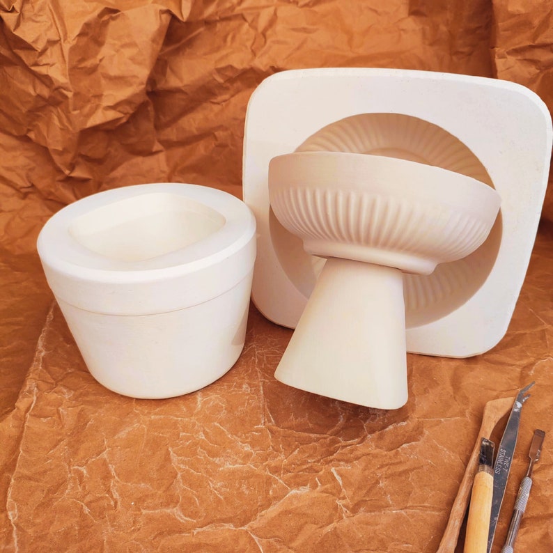 2-piece Footed Serving Bowl; Plaster Molds for Casting Ceramic Plates ...