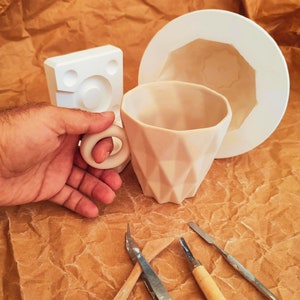 Mug Cup and Handle Plaster Mold Set for Slip Casting, Create Your ...