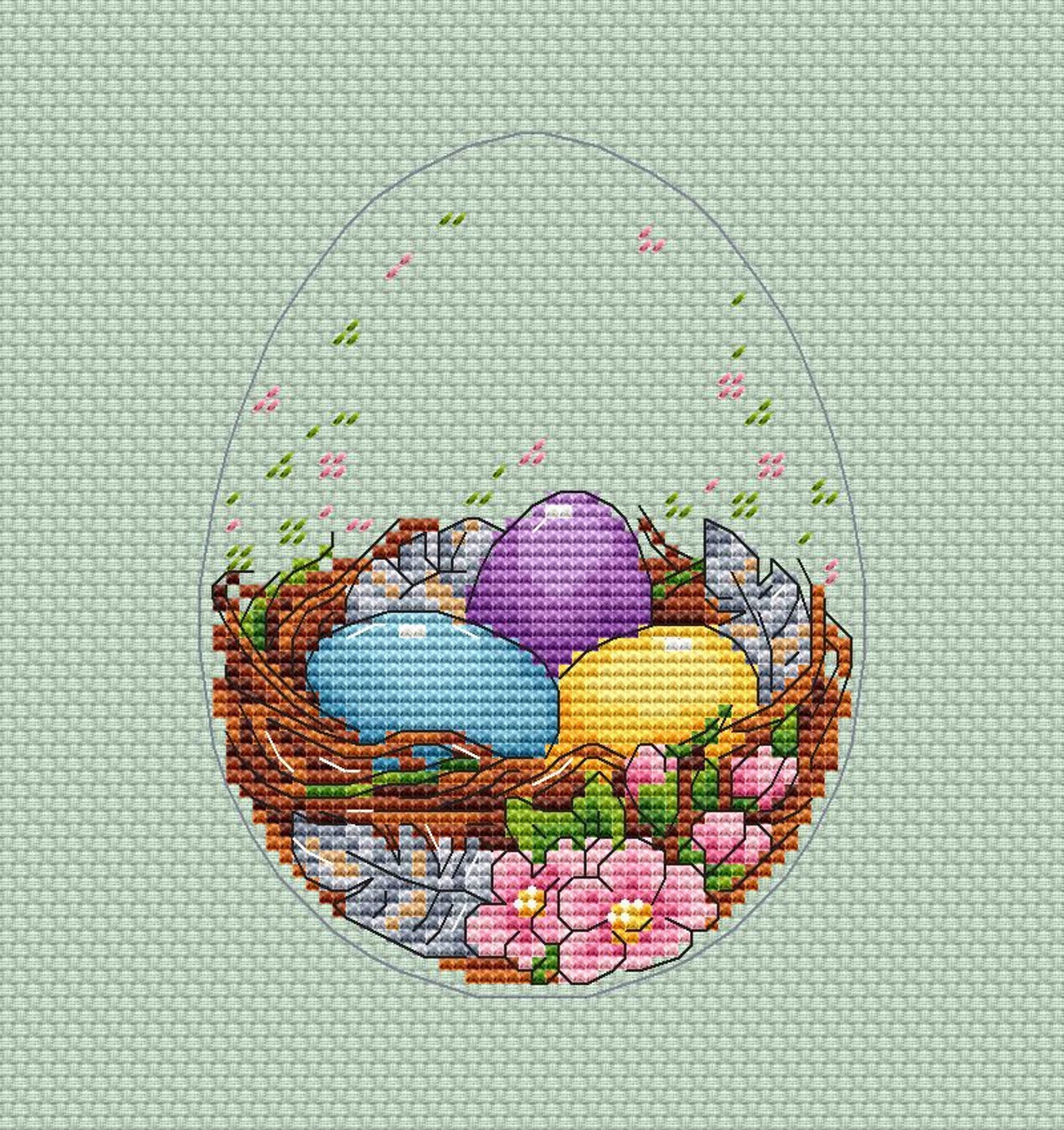 Happy Easter Cross Stitch Pattern Easter basket cross stitch | Etsy