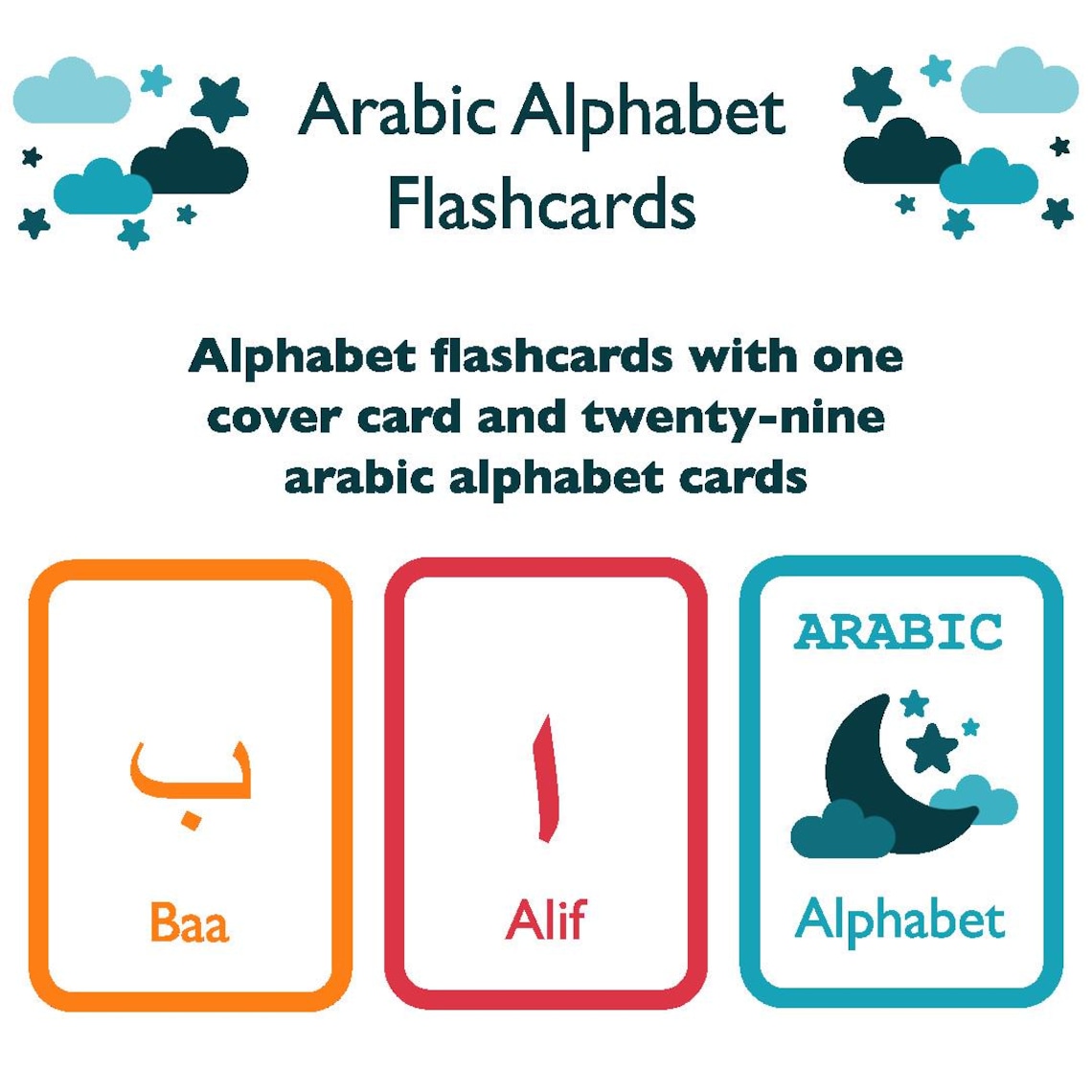 Arabic Alphabet Flashcards, Digital Arabic Alphabet Flashcards ...