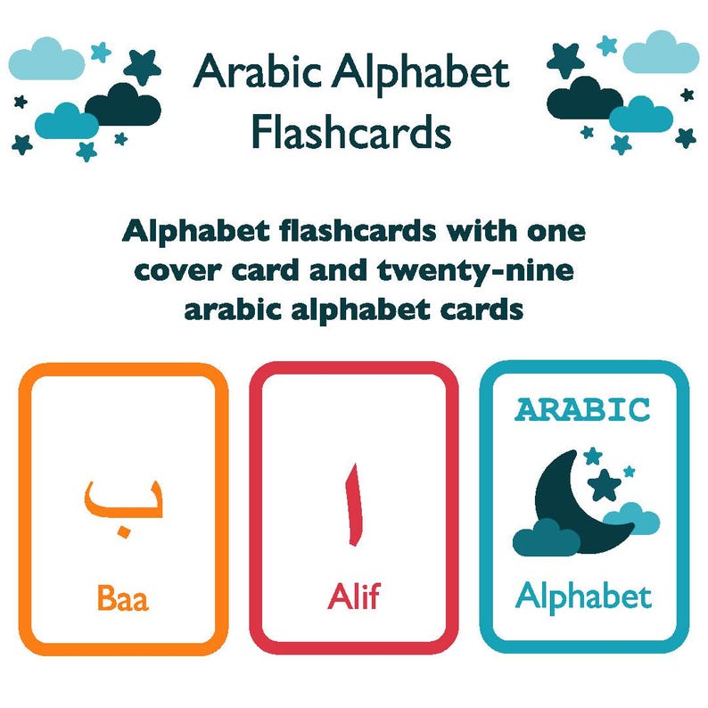 Arabic Alphabet Flashcards, Digital Arabic Alphabet Flashcards ...