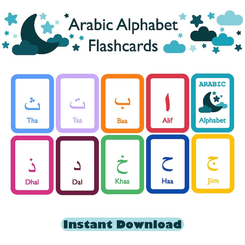 Arabic Alphabet Flashcards, Digital Arabic Alphabet Flashcards ...