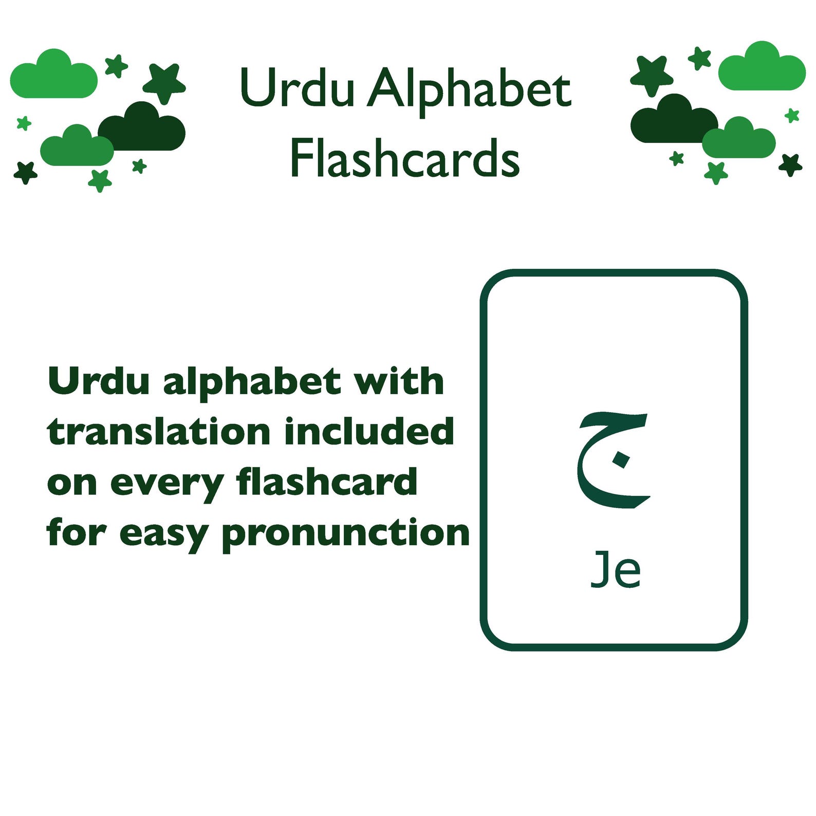 Urdu Alphabet Flashcards, Printable Learning Cards (digital Download ...