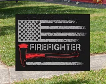 We Support Our Firefighters Lawn Sign shipping and Stake - Etsy