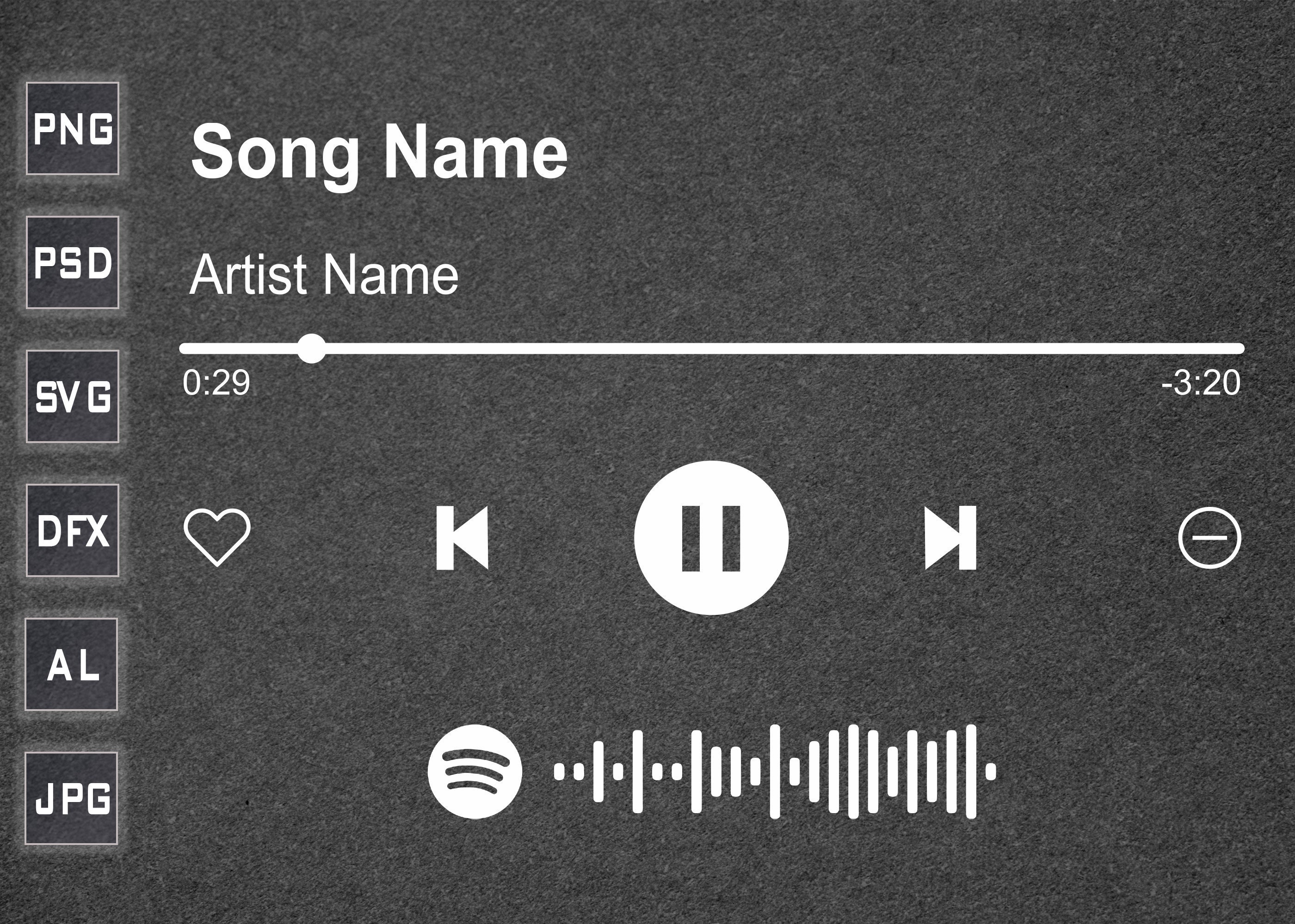 Reproductor de música svg Track display svg SPOTIFY canción | Etsy