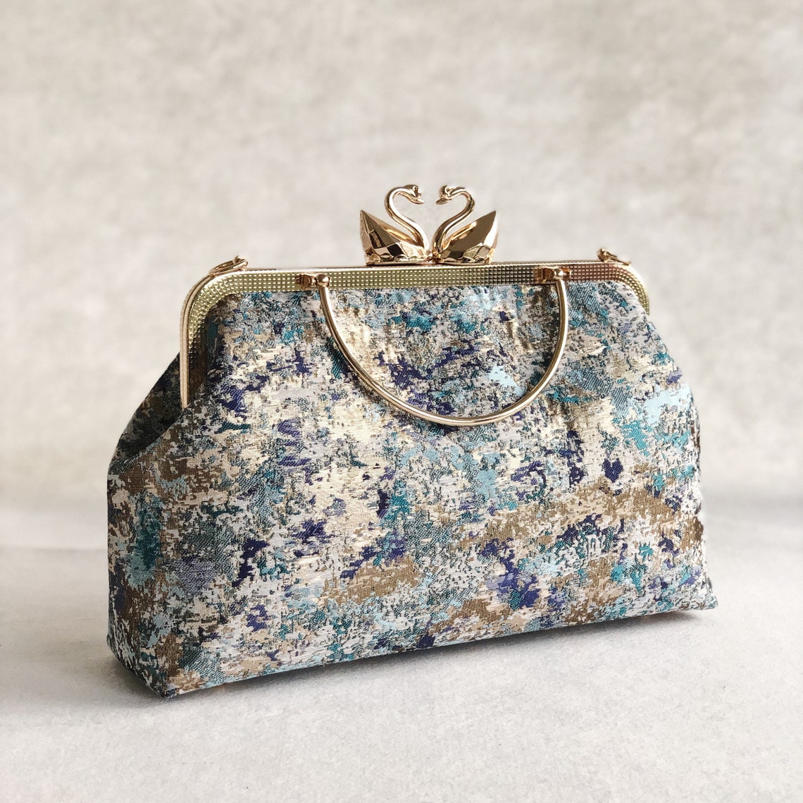 Vintage Cheongsam Style Kiss Lock Handbag With Ocean Oil - Etsy