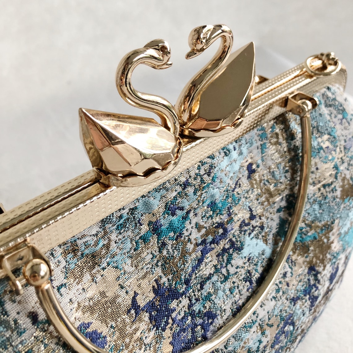 Vintage Cheongsam Style Kiss Lock Handbag With Ocean Oil - Etsy