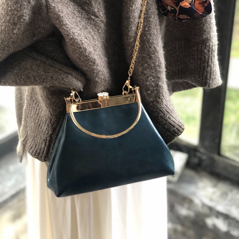 Indigo Blue Vintage Cheongsam Style Kiss Lock Handbag With - Etsy