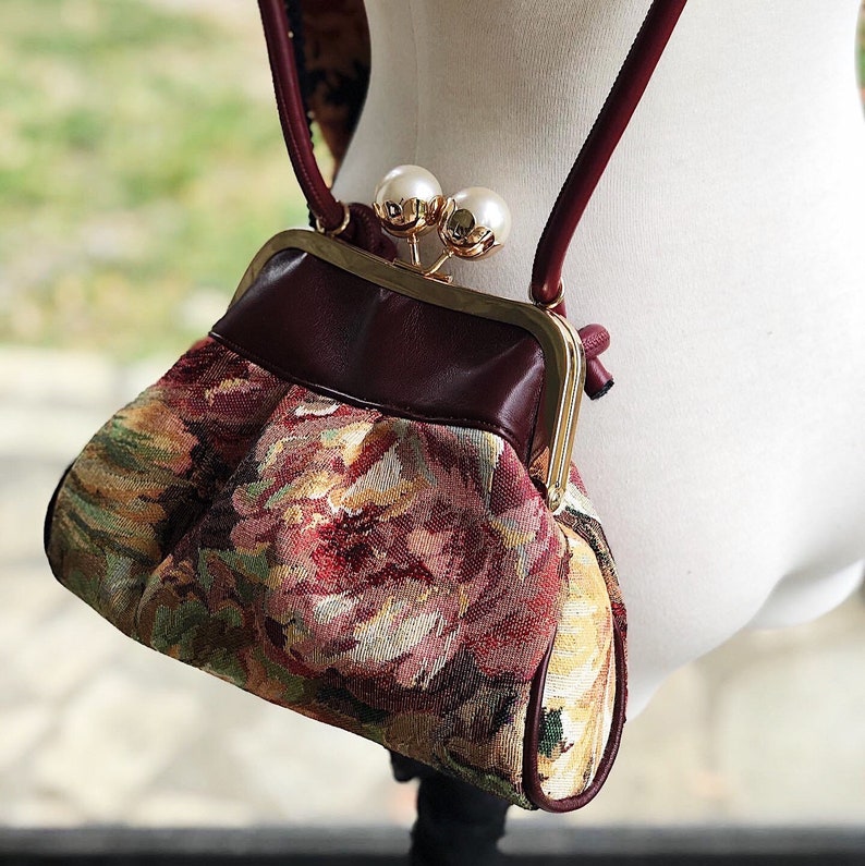Vintage Cheongsam Style Kiss Lock Handbag With Carpet Jacquard - Etsy