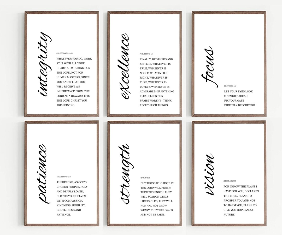 Office Scripture Gallery Wall, Bible Verse Printable Wall Art, Office ...