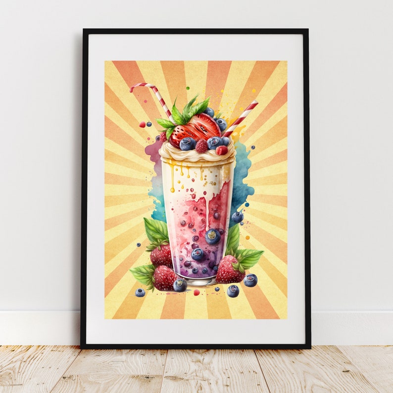 Smoothies Retro Print Bar Gift Kitchen Print Smoothie - Etsy