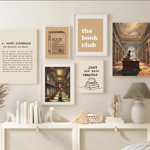 Books Wall Art Set of 18, Book Lover Gift, Neutral Books Art Set ...