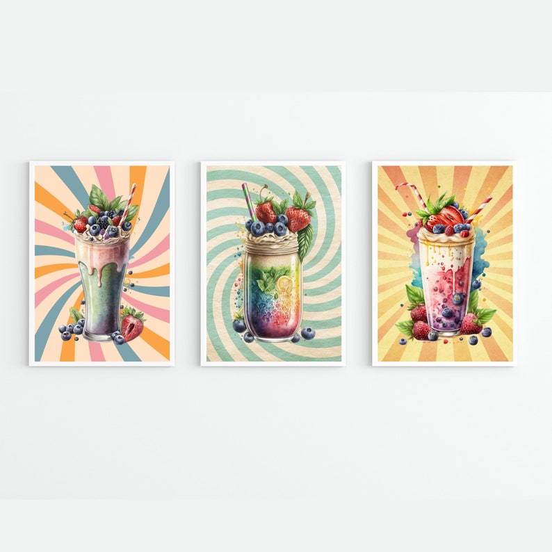Smoothies Retro Print Bar Gift Kitchen Print Smoothie - Etsy