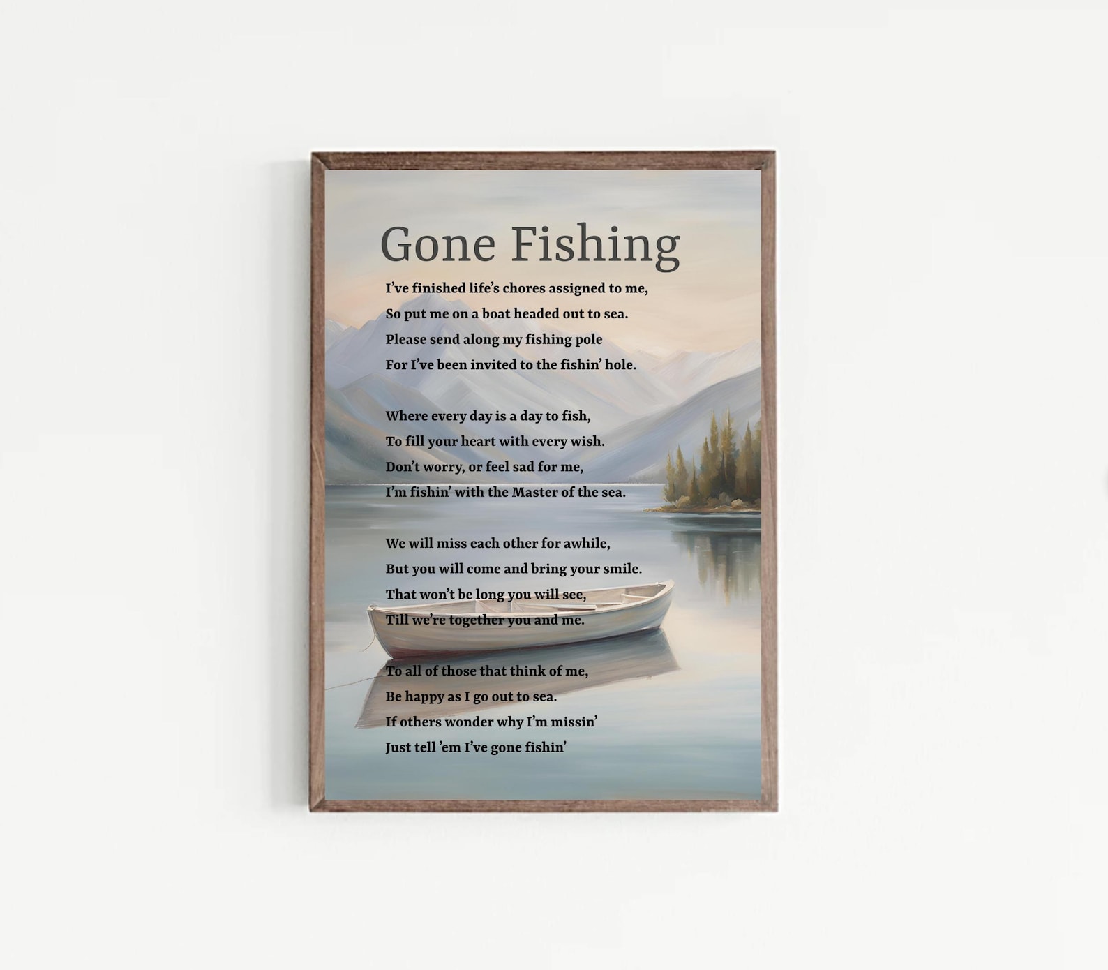 Gone Fishing Poem Ready to Print, Memorial Table Poem, Remembrance Poem ...