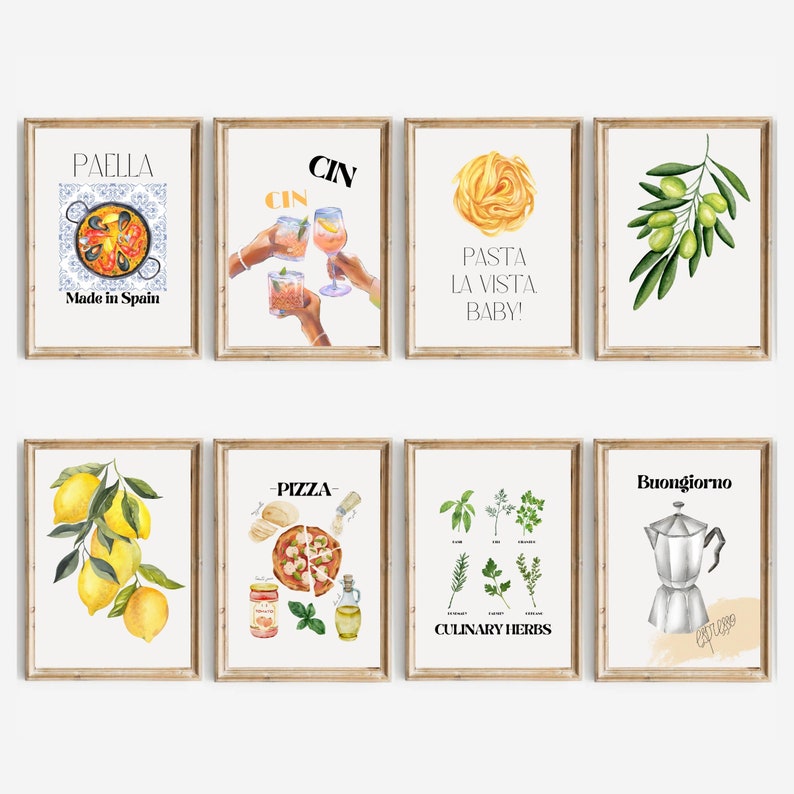 Kitchen Print Set of 9 PRINTABLES Kitchen Wall Art Kitchen - Etsy