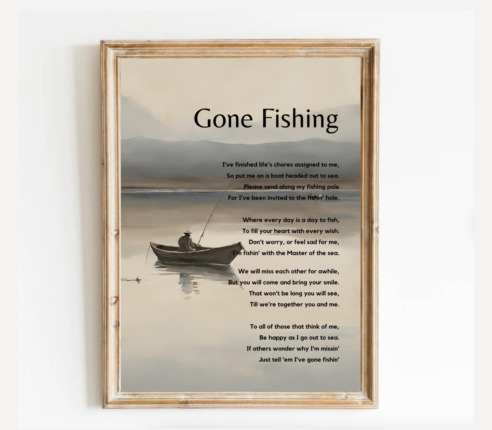 Gone Fishing Poem Ready to Print, Memorial Table Poem, Remembrance Poem ...