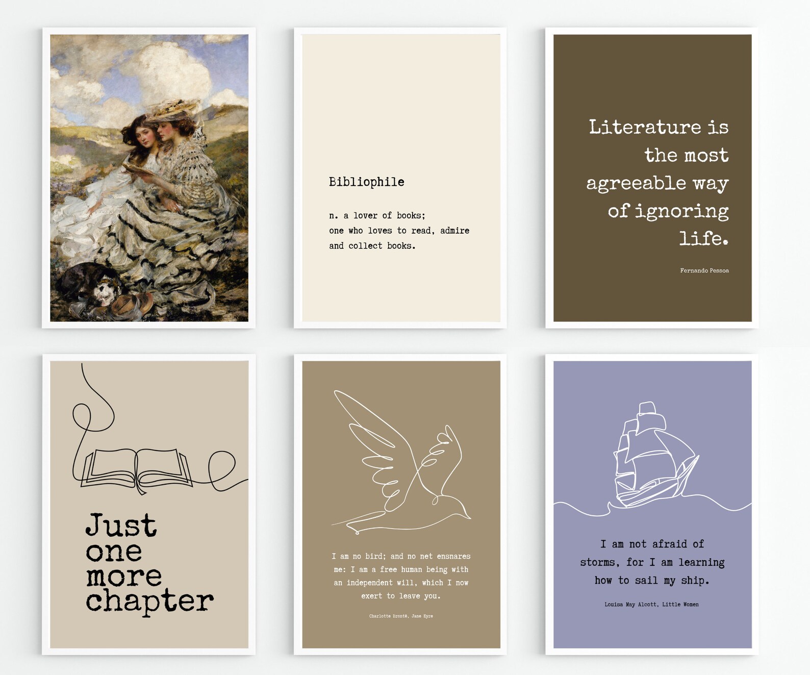 Books Gallery Wall Set of 10, Book Readers Wall Art, the Book Club Wall ...