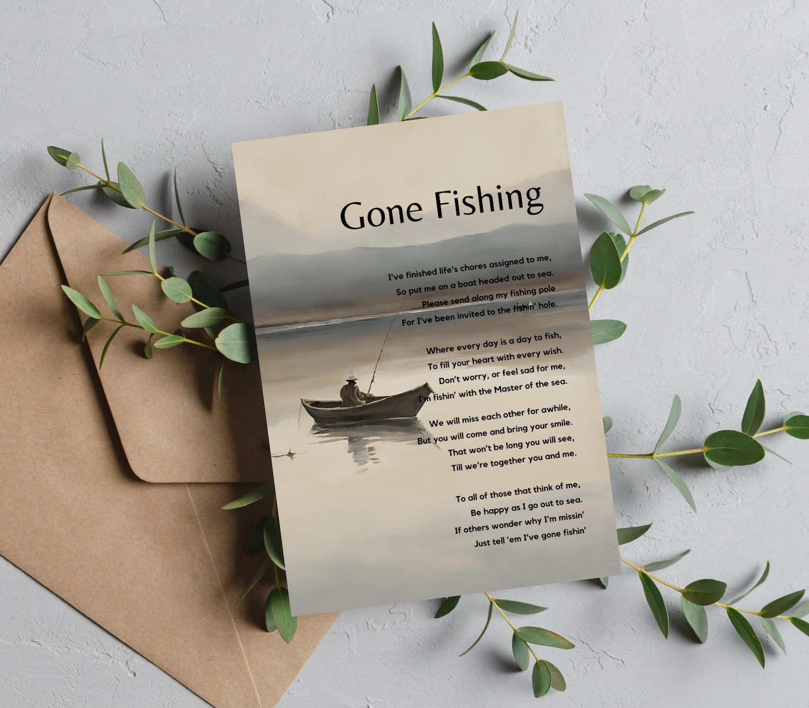 Gone Fishing Poem Ready to Print, Memorial Table Poem, Remembrance Poem ...